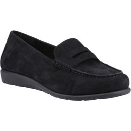 Hush Puppies Shelby Wildleder Damen Schwarz Slipper