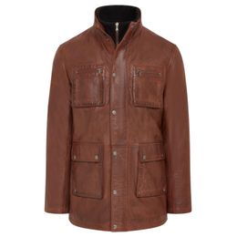 Herren Braune Leder Milit&auml;rjacke Outwear Mantel - Field