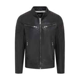 Moderne, klassische, gesteppte Bikerjacke aus schwarzem Leder f&uuml;r Herren &ndash; Derry