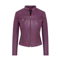 Lila Slim-Fit-Bikerjacke aus Leder f&uuml;r Damen &ndash; Maldon