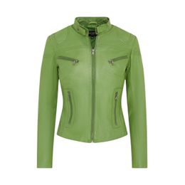 Gr&uuml;ne Slim-Fit-Bikerjacke aus Leder f&uuml;r Damen &ndash; Maldon