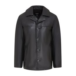 Schwarzer Herren-Blazer aus italienischem Leder mit 4 Kn&ouml;pfen &ndash; Loxton