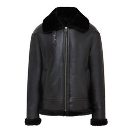 Herren Pilotenjacke B3, schwarz, Lammfell, Schaffell, WWII, Bomberjacke