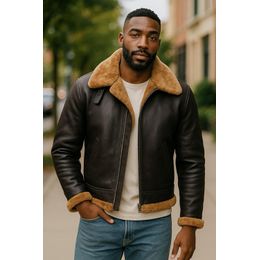 Herren Fliegerjacke Ginger B3 Aviator aus echtem Schaffellleder in Braun, Hobart