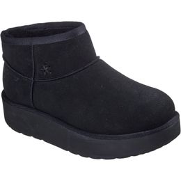 Skechers Keep Cozy Leder Damen Schwarz Winter Stiefeletten