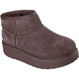 Skechers Keep Cozy Leder Damen Schokoladen Winter Stiefeletten