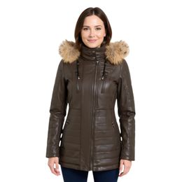 Damen Braun Damen Braun Gesteppte Lederparkajacke-Bowen