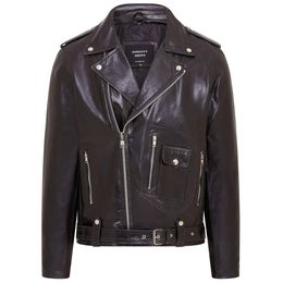 Schwarze Bikerjacke Brando aus Kuhfell f&uuml;r Herren - Pargas