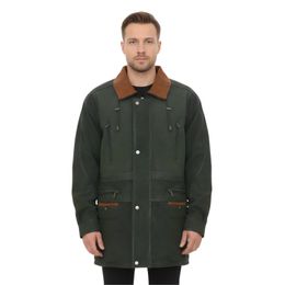 Gr&uuml;ner Parka-Mantel aus Nubukleder f&uuml;r Herren &ndash; Gatton