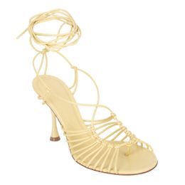 Bottega Veneta Gepunktete Ledersandalen Beige