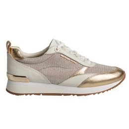 Michael Kors Allie Stride Damen-Sneakers aus gl&auml;nzendem Leder und Mesh mit Kettendetail 43S2ALFS3D
