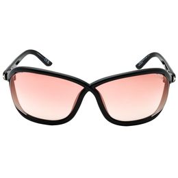 Tom Ford - Sonnenbrille in gl&auml;nzendem Schwarz mit verspiegelten Samtgl&auml;sern