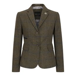 Olivgr&uuml;ner Tailored Fit Tweed-Blazer mit Fischgr&auml;tenmuster f&uuml;r Damen