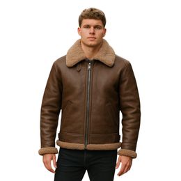 Herren Braun B3 WW2 Schaffell Leder Fliegerjacke-Paarl
