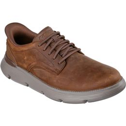 Skechers Garza Duran Leder Herren Schn&uuml;rschuhe Dunkelbraun