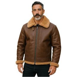 Herren Fliegerjacke aus Schaffellleder B3 aus dem 2. Weltkrieg, Ingwerbraun, Paar