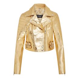 Goldene, verk&uuml;rzte Brando-Bikerjacke aus Leder f&uuml;r Damen &ndash; Damaskus