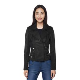 Damen Leder Matt Schwarz Brando Bikerjacke-Constantia