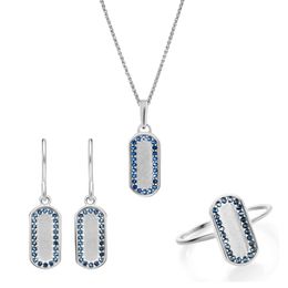 Orphelia 'Malaga' Damen 925er Sterling Silber Set: Halskette + Ohrringe + Ring - Silber SET-7573
