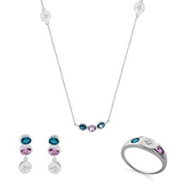 Orphelia 'Regula' Damen 925 Sterling Silber Set: Halskette + Ohrringe + Ring - Silber SET-7578