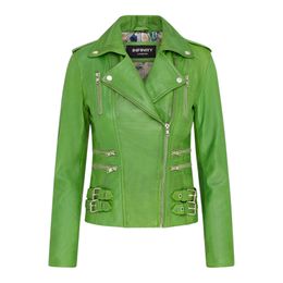 Damen Leder Apfelgr&uuml;n Brando Bikerjacke-Loddon