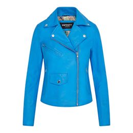 Blaue klassische Brando-Biker-Lederjacke f&uuml;r Damen &ndash; Broome