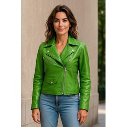 Apfelgr&uuml;ne klassische Brando-Biker-Lederjacke f&uuml;r Damen &ndash; Soweto