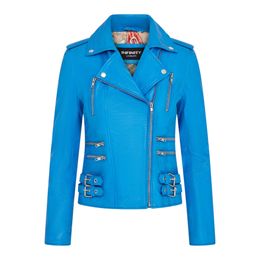 Damen Leder Blau Brando Bikerjacke-Loddon