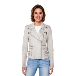 Damen Leder Wei&szlig; Brando Bikerjacke-Constantia