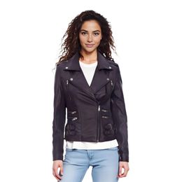 Damen Leder Lila Brando Bikerjacke-Constantia