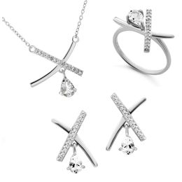 Orphelia 'Charlotte' Damen Set aus 925 Sterling Silber: Halskette + Ohrringe + Ring - Silber SET-7580/W