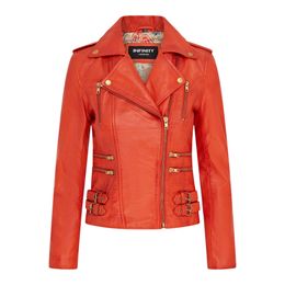 Damen Leder Orange Brando Bikerjacke-Loddon