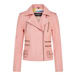 Damen Leder Baby Pink Brando Bikerjacke-Loddon