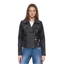 Damen Leder Schwarz Brando Bikerjacke-Constantia