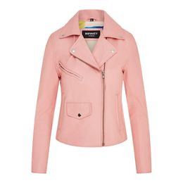 Klassische Brando Biker-Lederjacke f&uuml;r Damen in Babyrosa &ndash; Broome