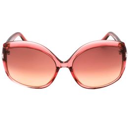 Tom Ford - Sonnenbrille mit Verlaufsgl&auml;sern in Bordeauxrot und gl&auml;nzendem Rahmen in Rosa