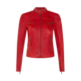 Rote Slim-Fit-Bikerjacke aus Leder f&uuml;r Damen &ndash; Maldon