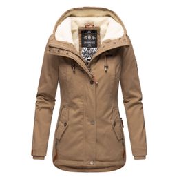 Marikoo Damen Winterjacke mit Teddyfell-Innenfutter & Kapuze