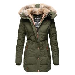 Marikoo Damen Winterjacke mit Kapuze & Kunstfell-Innenfutter