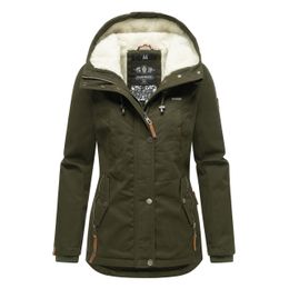 Marikoo Damen Winterjacke mit Teddyfell-Innenfutter & Kapuze
