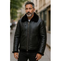 Herren Fliegerjacke B3 Aviator aus echtem Schaffellleder, schwarz, Hobart