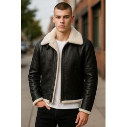 Herren Fliegerjacke B3 Aviator aus echtem Schaffellleder, Braun/Creme, Hobart