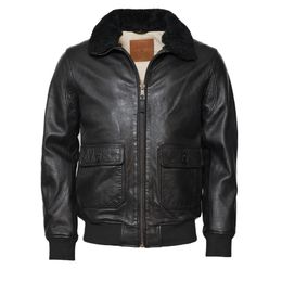 Top Gun Lederjacke TG2023002 mit Lammfellkragen