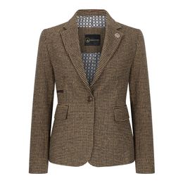 Ma&szlig;geschneiderter Damenblazer aus Wollmischung mit Hahnentrittmuster in Braun