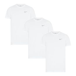 3er-Pack Nike T-Shirts mit Rundhalsausschnitt und gesticktem Swoosh in Wei&szlig;