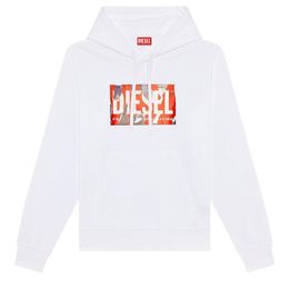 Wei&szlig;er Kapuzenpullover mit zerrissenem Logo von Diesel