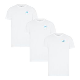 3er-Pack Nike Sportswear Club T-Shirts f&uuml;r Herren in Wei&szlig;/Blau