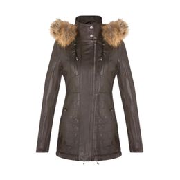 Damen-Parka aus gestepptem Leder in Braun &ndash; Winton
