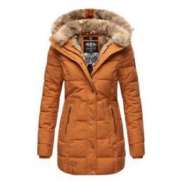 Marikoo Damen Winterjacke mit Kapuze & Kunstfell-Innenfutter