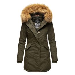 Marikoo Damen Winter Parka mit abnehmbarem Kunstfellkragen & Kapuze
